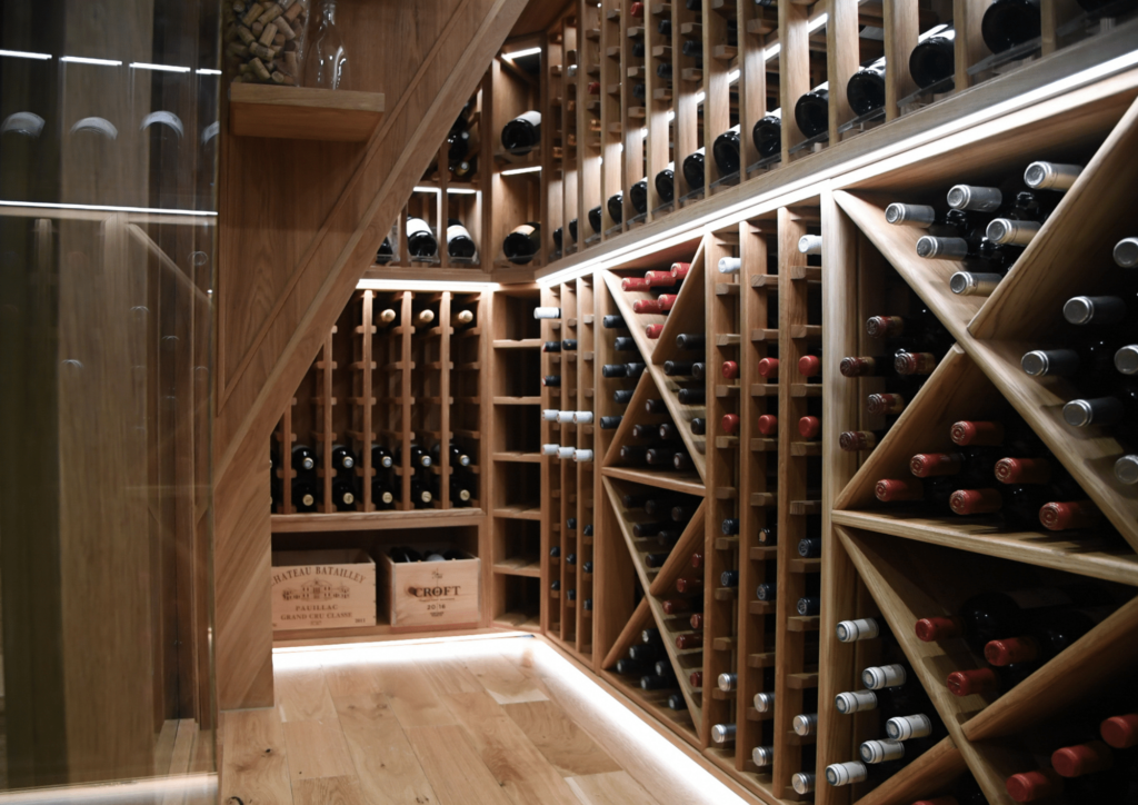 Solid Oak Wine Cellar & Custom Staircase - Sorrells Custom Cellars
